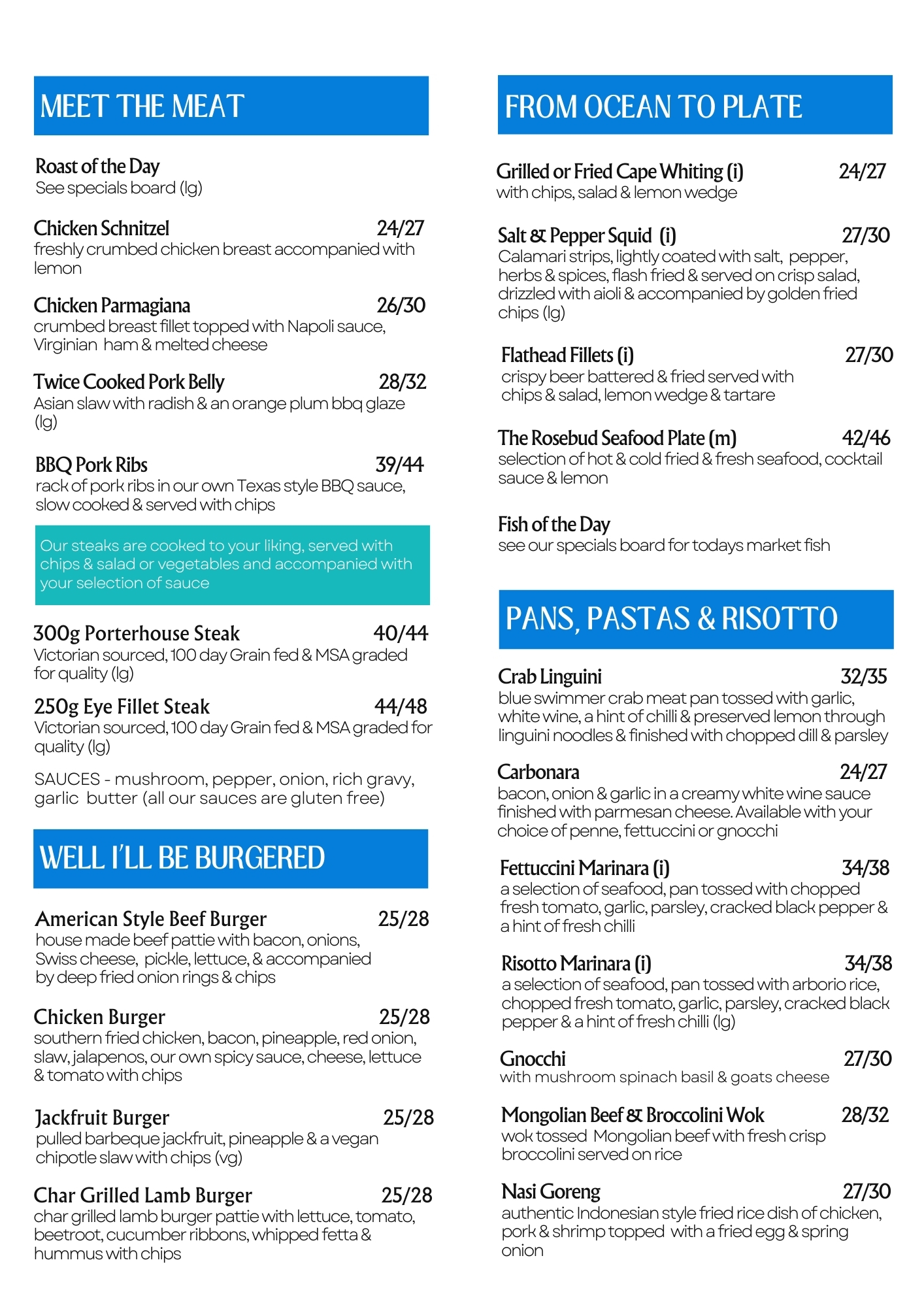 MENU - Rosebud RSL